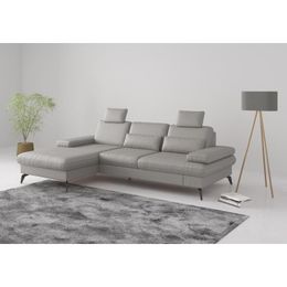Sit & More SIT&MORE Ecksofa »Morris L-Form, inkl. Sitztiefenverstellung« wahlweise mit Armteilverstellung, Bettfunktion & Bettkasten light grey