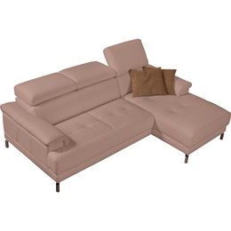 Egoitaliano Ecksofa »Soul, Design und Sitzkomfort auf hohem Niveau, tolle Details, L-Form« mit Recamiere, inkl. Kopfteilverstellung millenium rose