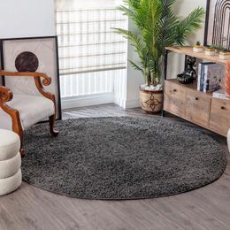 LIVABLISS Hochflor-Teppich &raquo;BORACAY&laquo; rund 37 mm H&ouml;he Flauschig, Langflor, Weich, Wohnzimmer Flurteppich, Grau dunkelgrau Obermaterial: 100%...