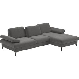 Sit & More sit&more Ecksofa &raquo;Morris L-Form, inkl. Sitztiefenverstellung&laquo; wahlweise mit Armteilverstellung, Bettfunktion & Bettkasten grau 100% Polyester