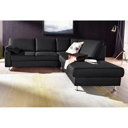 Sit & More SIT&MORE Ecksofa »Belfort L-Form« wahlweise mit Vorziehsitz und Bettkasten schwarz