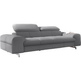 COTTA 3-Sitzer »Chef« Big-Sofa mit Kopfteilverstellung, edle Metallkufen grau