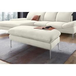W.Schillig Hocker &raquo;enjoy&MORE&laquo; F&uuml;&szlig;e Chrom gl&auml;nzend, Breite 106 cm wei&szlig; Chenille-Flachgewebe R66 (85% Polyester, 15% Nylon);Longlife Xtra-Leder Z59: 
