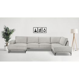 Places of Style Wohnlandschaft »XXL Sofa Oland, Struktur, Flachgewebe, Luxus-Microfaser, Boucle« U-Form, 345 cm, Wellenunterfederung,...
