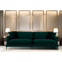 LEONIQUE Big-Sofa »Cozy elegantes Designsofa, Maße B/T/H: 252/97/80 cm« mit losen Kissen und Metallbeinen dunkelgrün