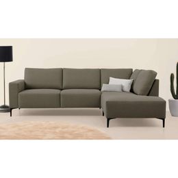 Home Affaire Ecksofa »Tournon, L-Form, Breite 256 cm, Webstoff, Chenille« Designsofa im nordischen Stil, Wellenunterfederung, Metallfüße olive 100%...