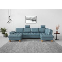 Sit & More SIT&MORE Wohnlandschaft »Westham U-Form« wahlweise mit Bettfunktion, Bettkasten, Sitztiefenverstellung greyblue