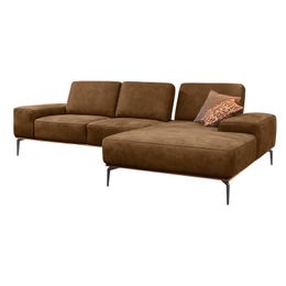 W.Schillig Ecksofa &raquo;run, Designsofa mit tollem Sitzkomfort, bequem, L-Form&laquo; mit Holzsockel, F&uuml;&szlig;e in Schwarz pulverbeschichtet, Breite 279 cm braun 