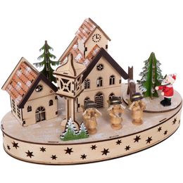 MyFlair M&Ouml;BEL & ACCESSOIRES Weihnachtsdorf &raquo;Winterlandschaft, Weihnachtsdeko&laquo; Spieluhr mit Musik, aus Holz, H&ouml;he ca. 15 cm braun