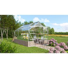 Vitavia Gew&auml;chshaus &raquo;Cassandra 11500&laquo; Alu-Profile, Trockenmauersteine, 3 mm Sicherheitsglas silberfarben