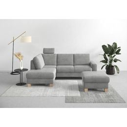 Home Affaire Ecksofa »Summer L-Form« mit Ottomane, wahlweise mit Bettfunktion und Bettkasten, Cord-Bezug silber