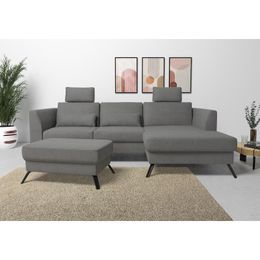 Sit & More SIT&MORE Ecksofa »Olsen L-Form« inklusive Sitztiefenverstellung, wahlweise mit Bettfunktion, 15cm hoch grau