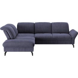 Sit & More SIT&MORE Ecksofa »Leandro L-Form« Wahlweise mit Bett-, Kopfteil - und Armlehnfunktion, sowie Stauraum deep blue