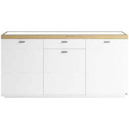 SET ONE BY Musterring Sideboard »Lancaster« In 2 Farben, mit unterschiedlichen Oberplatten auswählbar Weiss mit Eiche Artisan mit milchiger Oberplatte