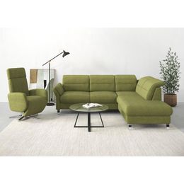Sit & More SIT&MORE Ecksofa »Grenoble L-Form mit Federkern« wahlweise mit Bettfunktion, Bettkasten, Arm- und Kopfteilverstellung olive