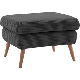 exxpo - SOFA FASHION Hocker »Scandi bequem und elegant mit hohem Holzfuß« bequem und elegant mit hohem Holzfuß anthrazit