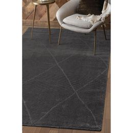 the carpet Teppich &raquo;Lima&laquo; rechteckig 12 mm H&ouml;he Designer Teppich Flor 1 recyceltem Polyester waschbar Anthrazit Obermaterial: 100% Polyester B : 80...