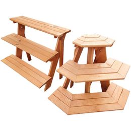 Promadino Blumenst&auml;nder &raquo;Blummentreppe&laquo; mit Eckelement, BxTxH: 137x59x62 cm braun Holzwerkstoff