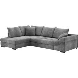 Ecksofa &raquo;Allegro, L-Form&laquo; mit Hochschl&auml;fer-Bettauszug, wahlweise mit Kaltschaum grau Dolce (100% Polyester)