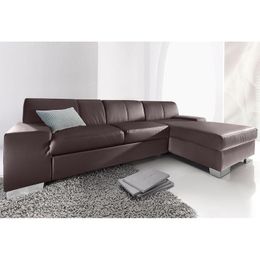 DOMO collection Ecksofa »Star, zeitlose Formensprache, elegante Optik, L-Form« wahlweise mit Bettfunktion dunkelbraun