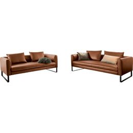 3C CANDY Sofa »Avola bequem und elegantes Leder-Sofaset, tolle Verarbeitungsdetails« Garnitur: Sofaset bestehend aus 2, 5-Sitzer und 3-Sitzer brandy
