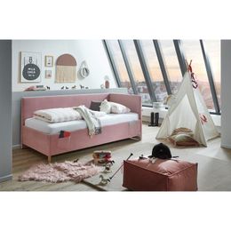 Meise Möbel MEISE.MÖBEL Kinderbett »COOL II« Polsterbett wahlweise mit Bettkasten, Jugendbett inkl. USB Anschlüsse rose;ohne Lattenrost + rose