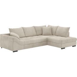 Ecksofa &raquo;Allegro, L-Form&laquo; mit Hochschl&auml;fer-Bettauszug, wahlweise mit Kaltschaum beige Novaclean Avanti (100% Polyester)