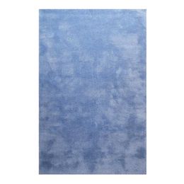 HOMIE LIVING Teppich »Pisa« rund 25 mm Höhe Hochflor, Microfaser, uni, weich, Shaggy, Wohnzimmer, Schlafzimmer blau Obermaterial: 100% Polyester B...