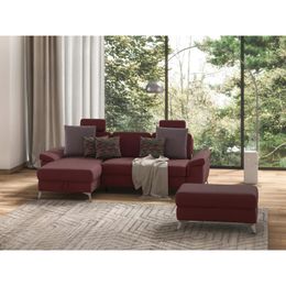 Sit & More SIT&MORE Ecksofa »Padua L-Form« inklusive Sitztiefenverstellung, Armteilfunktion und Federkern bordeaux