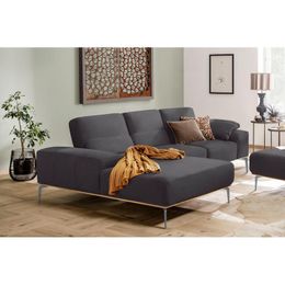 W.Schillig Ecksofa &raquo;run, Designsofa mit tollem Sitzkomfort, bequem, L-Form&laquo; mit elegantem Holzsockel, F&uuml;&szlig;e in Silber matt, Breite 279 cm grau Longlife