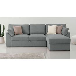 Home Affaire Ecksofa »Citry« Breite 246 cm, Chenille, Bettfunktion, Bettkasten, L-Form grey