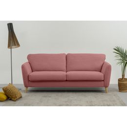 Home Affaire 3-Sitzer »MARSEILLE 3er Sofa 206 cm, Cord, Flachgewebe, Struktur, Webstoff« Massivholzbeine Eiche, Landhausstil, Wellenunterfederung...