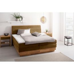 OTTO products Boxspringbett »Jenna« ohne LED-Beleuchtung, mit zertifizierten, recycelten Bezugsstoffen Bronzo