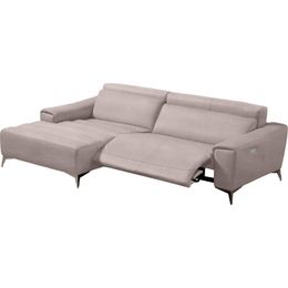 Egoitaliano Ecksofa »Suzette, Designsofa mit hohem Sitzkomfort« mit Recamiere, inkl. 1 elektronischen Relaxfunktion, L-Form opal grau