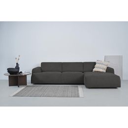 Andas Ecksofa »Linkka, Breite 301 cm« L-Form, in einem weichen Chenille-Stoff, mit Wellenunterfederung onyx