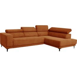Alina Ecksofa »Hikari« wahlweise mit Sitzvorzug, in modernem Cordstoff, Breite 302 cm rostbraun GCT 707