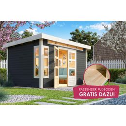 Karibu Gartenhaus &raquo;Kolimasee 7&laquo; terragrau grau Holzwerkstoff