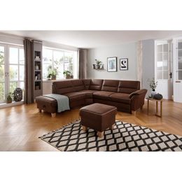 Home Affaire Ecksofa &raquo;Soleo L-Form&laquo; komfortabel durch Trapezecke mit Relaxfunktion, auch mit Bettfunktion braun Luxus-Microfaser ALTARA NUBUCK (100% 