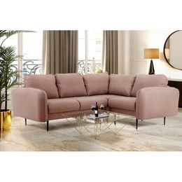Home Affaire Leonique Ecksofa »Skidi L-Form« mit losen Rückenkissen und Keder oben auf der Armlehne rosé Korpus/Basismaterial: 100% Polyester....