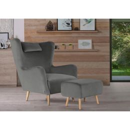 Home Affaire Sessel &raquo;Telford auch in Fellimitat, Sessel B/T/H: 77/92/106 cm&laquo; wahlweise mit und ohne Hocker, in vielen Bezugsqualit&auml;ten, Ohrensessel 