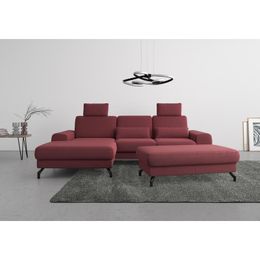 Sit & More SIT&MORE Ecksofa »Cinturo L-Form« inklusive Sitztiefenverstellung und Federkern, Sitzhöhe 45 cm bordeaux