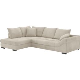 Ecksofa &raquo;Allegro, L-Form&laquo; mit Hochschl&auml;fer-Bettauszug, wahlweise mit Kaltschaum beige Novaclean Avanti (100% Polyester)