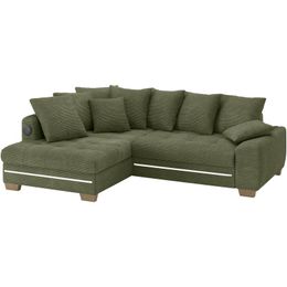 MR. COUCH Ecksofa »Nikita II, L-Form« RGB-LED, Bluetooth-Soundsystem, wahlweise mit Bett, Bettkasten Stripes 8641 green