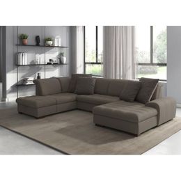 Sit & More SIT&MORE Wohnlandschaft »Luxor U-Form« wahlweise mit Bettfunktion, Bettkasten und Kopfteilverstellung dunkelbeige