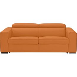 Egoitaliano Schlafsofa »Cabiria, Design und super Sitz- und Liegekomfort« Sofa inkl. Schlaffunktion, Kopfteile verstellbar, mit Metallfüßen orange