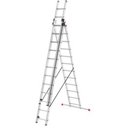 Hailo Vielzweckleiter »HobbyStep combi« Set, Aluminium Kombileiter 3-teilig 3x12 Sprossen aluminiumfarben/schwarz/rot B/H/L: 19 cm x 347 cm x 48 cm