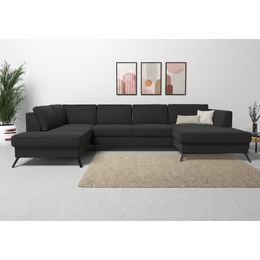 Sit & More SIT&MORE Wohnlandschaft »Olsen U-Form« inklusive Sitztiefenverstellung, wahlweise mit Bettfunktion, 15cm hoch schwarz
