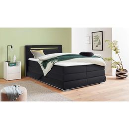 Collection AB Boxspringbett inkl. Bettkasten, LED-Beleuchtung und Topper schwarz/weiß