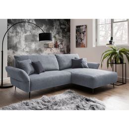 Inosign Ecksofa »Amarena L-Form« inklusive Armlehnenverstellfunktion, 4x Zierkissen gratis hellblau