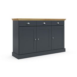 Home Affaire Sideboard »Motala« Kommode, 3 Schubladen und 2 verstellbare Einlegeböden, Breite 125 cm anthrazit/eiche